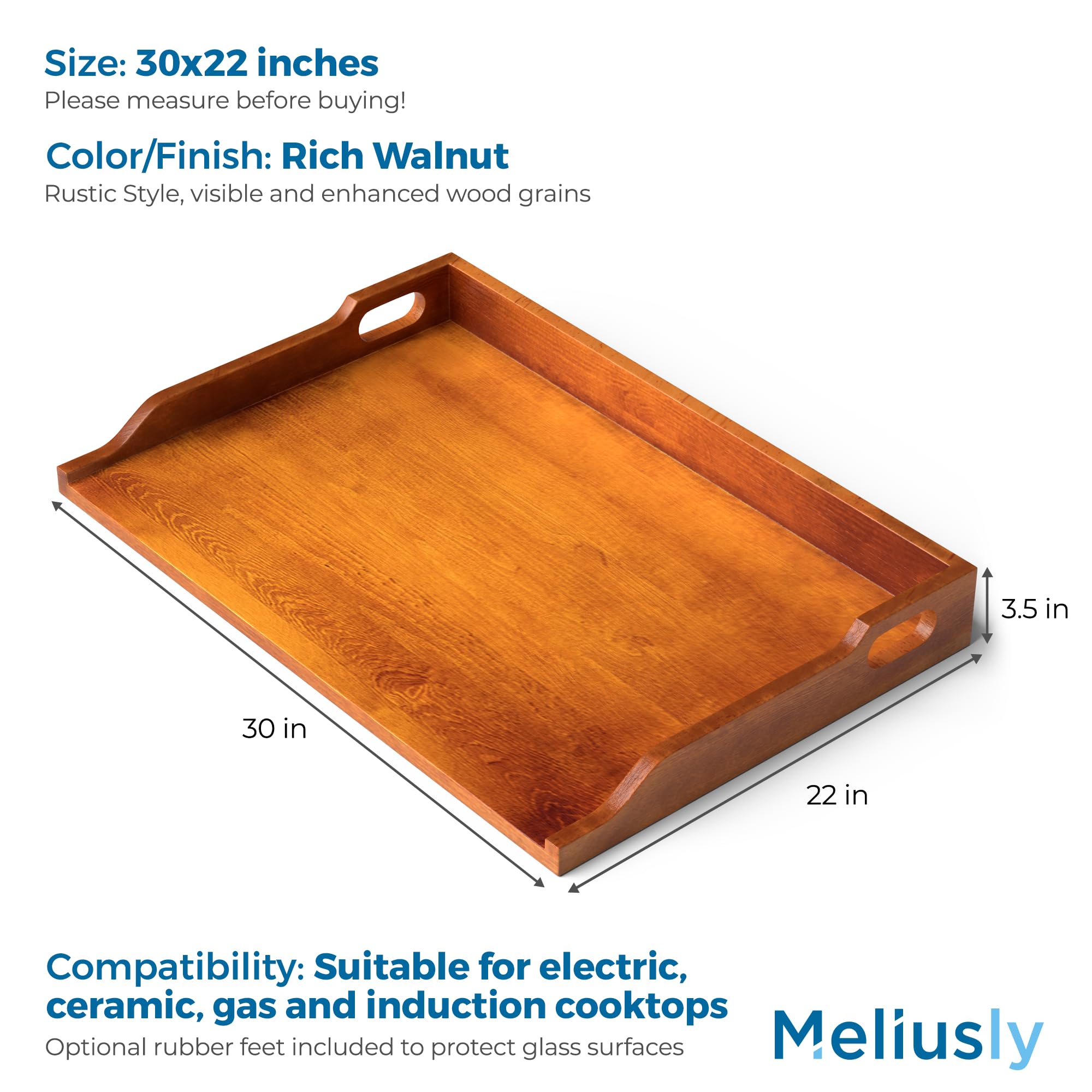 Meliusly® Solid Wood Stove Top Cover Board (30x22 inches, Solid Pine) for Electric and Gas Stove, Large Oven Noodle Covers Farmhouse Stovetop Tray