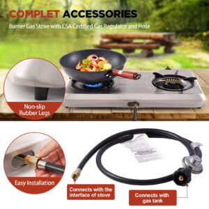 Propane Gas Cooktop 2 Burner Gas Stove Portable Stainless Steel Stove Auto Ignition Camping Dual LPG for RV, Apartment, Outdoor