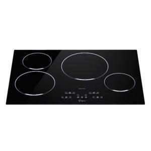 empava built-in 30 in. 240v electric stove smooth surface cooktop black with 4 elements, 30in