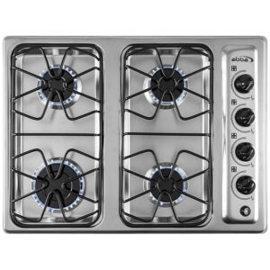 abba 24" gas cooktop with 4 burners - stainless-steel table top with sabaf aluminum burners and porcelain surface, home improvement essentials, anti spill & easy to clean, 24" x 3.5" x 19"