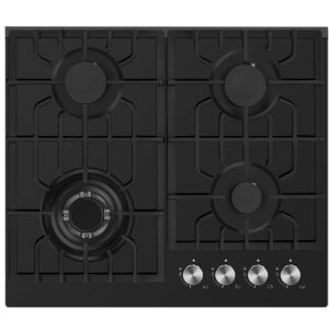 Empava 24 Inch Gas Cooktop Professional 4 Italy Sabaf Burners Stove Top Certified with Thermocouple Protection in Black Tempered Glass