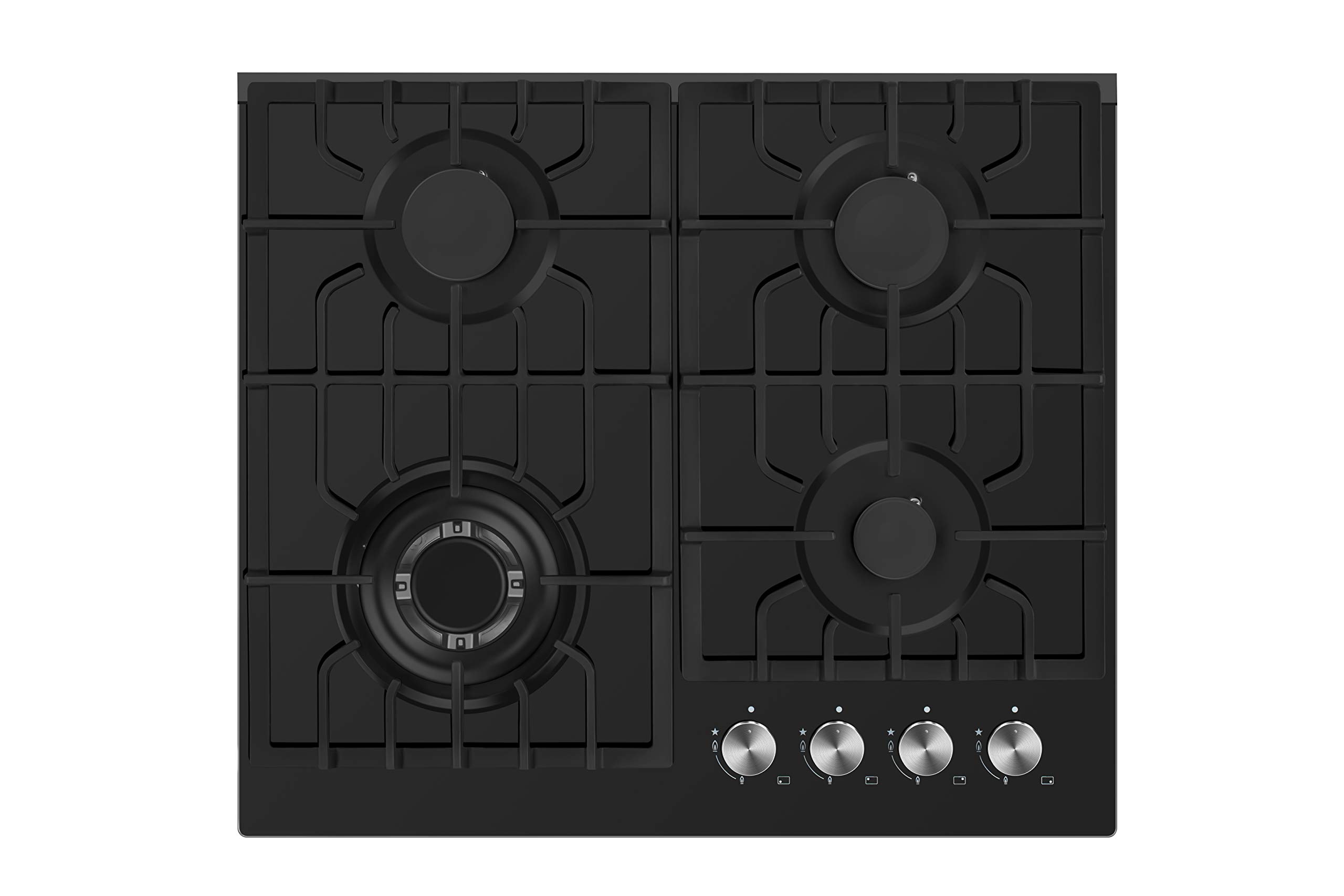 Empava 24 Inch Gas Cooktop Professional 4 Italy Sabaf Burners Stove Top Certified with Thermocouple Protection in Black Tempered Glass