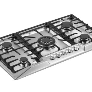 Empava 36 Inch Gas Stove Cooktop 5 Italy Sabaf Sealed Burners NG/LPG Convertible in Stainless Steel