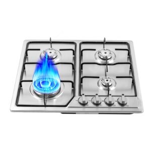 gas cooktop 22″x19″ built in gas cooktop 4 burners stainless steel stove with ng/lpg conversion kit thermocouple protection