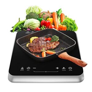 cooktron portable induction cooktop 1800w, 10 temperature 9 settings induction countertop single burner with 4h timer, sensor touch induction cooker with kids safety lock, black (aamus-ct-fs-ic312)