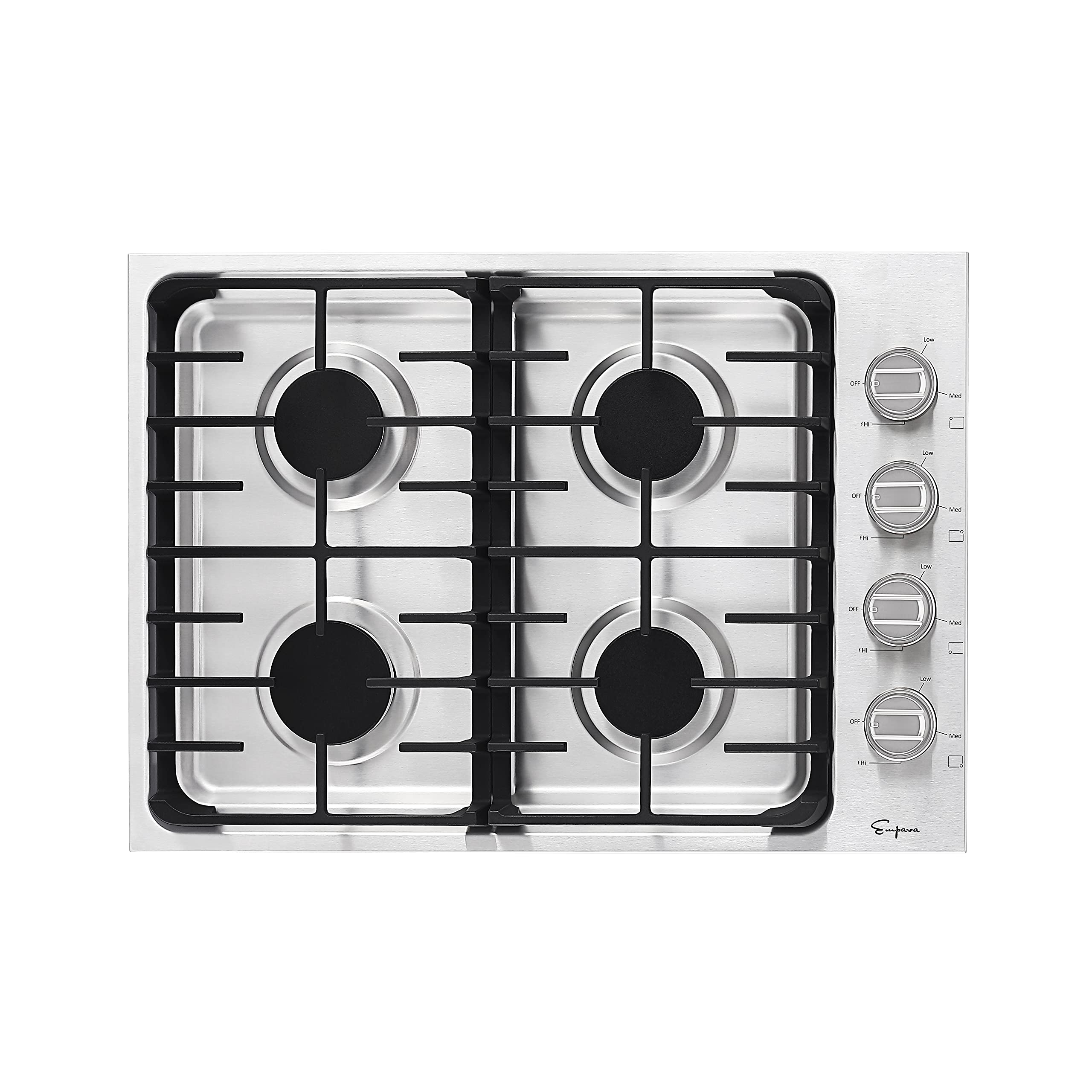 Empava 30" Built-in Gas Stove Cooktop with 4 Sealed Burners LPG Convertible in Stainless Steel, 30 Inch