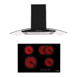 gasland chef ch77bf 240v 30" 4 burner electric ceramic cooktop kitchen package, comes with gr36bp 36" glass wall mount range hood