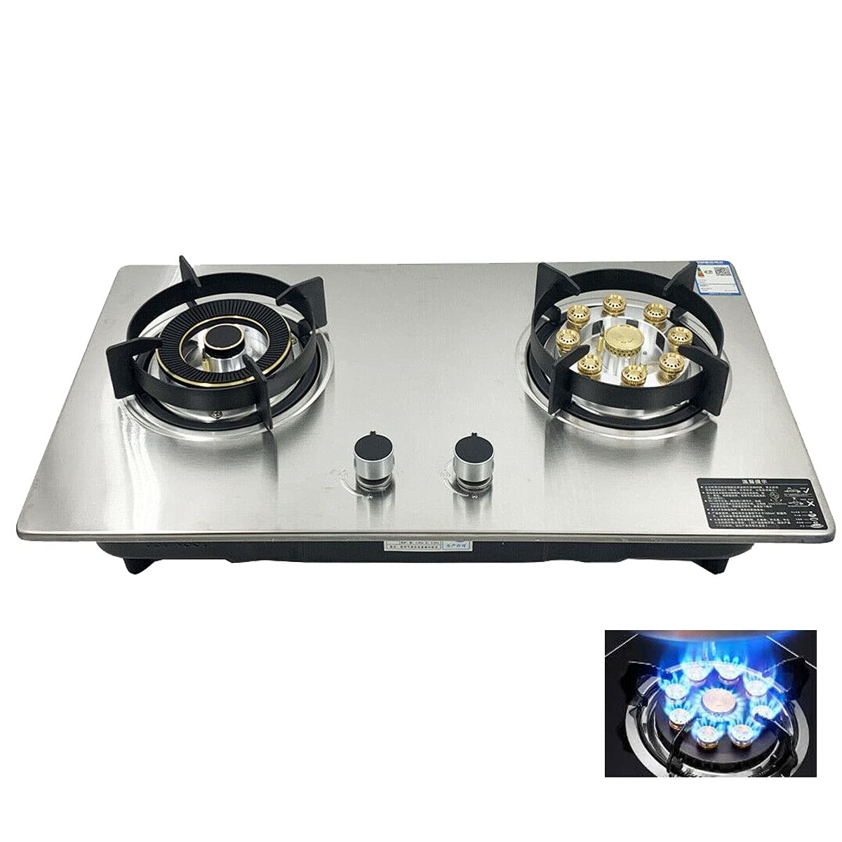 YILIKISS 28" Built-in Gas Cooktops | 2 Burner LPG Propane Gas Cooker Stainless Steel Gas Stove | Dual Burner Gas Hob | Easy to Clean