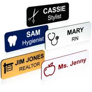 custom name tag with industry logo - teacher, realtor, dental, medical, stylist id badge