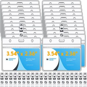 150 sets clip on name tag clear name badge with clip waterproof pvc id badge holder transparent name tag holder with resealable zipper seal and metal badge clip for teacher student worker