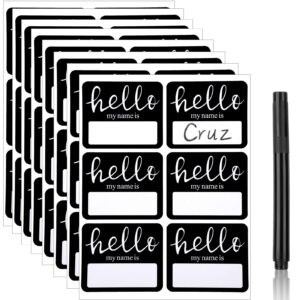 hello name tags with black marker pen, hello my name is stickers newborn baby name sticker labels for school office home (120 pieces)