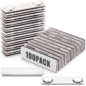 100 sets magnetic name tags name tag magnet adhesive badge magnets metal pin magnet back silver nametag fasteners with neodymium magnets for school hotel trade shows office jackets shirts