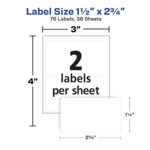 Avery Multi-Use Permanent Labels, 1.5" x 2.75", White, Non-Printable, 76 Blank Labels Total (6117)