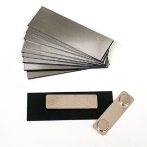 name badge blanks with magnetic backing - 10 pack brushed silver 1" x 3"