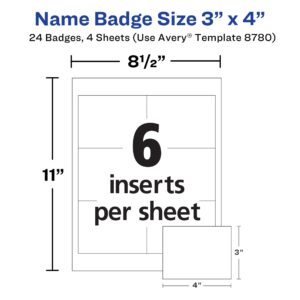 Avery Customizable Name Badges with Magnets, 3" x 4", Clear Name Tag Holders with White Printable Inserts, 24 Magnetic Name Badges (8780)