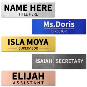 custom engraved name tag badges - personalized identification tags with pin or magnetic backing for business,hospitality,party,personal