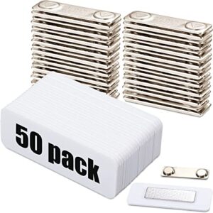 50 sets name tags magnetic blank name badge holders kit acrylic 1 x 3 inch diy name badges name tag badge magnets with adhesive tape white printable badge for jacket shirts school office supplies