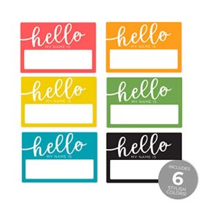 hello my name is bright stickers / 250 trendy name tags / 6 colorful name labels / 2" x 3" my name is classroom camp event stickers/made in the usa