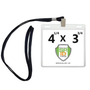 10 pack - 4x3 nametag holder with lanyard - horizontal - premium 4 x 3 event badge holders with lanyards - extra room pouch - large name tags for events, (up to 3 3/4 x 4 1/4) by specialist id (black)