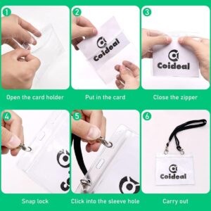 Plastic Horizontal Badge Holder Clear - Coideal 36 Pcs Thick Name Tag ID Card Holders Protector Transparent Sleeves with Waterproof Resealable Zip