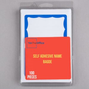 1InTheOffice Name Tag Stickers, Name Tag Labels, Self-Adhesive, Removable, Blue, 100/Pack