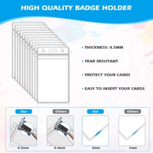 200Pcs ID Badge Holder Vertical Name Tag Holder Clear Plastic Name Badge ID Card Holders with Waterproof Resealable Zip for Office, School, Conference