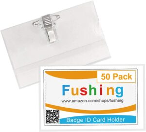 fushing 50pcs pin style combi clip horizontal name badge holders with inserts fit the avery 5390 name badge inserts or 2-1/4 inch x 3-1/2 inch cards