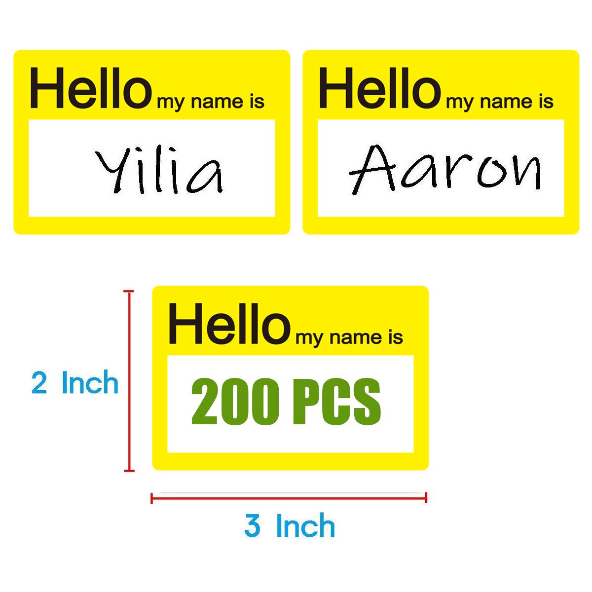 Remarkable Name Tag Labels Hello My Name is Stickers,2 X 3 inch Name Tag Labels Great for Kids,Employees,Reunions,Professionals,Parties,School,Notebooks,Events/Pack of 200 (Yellow) …