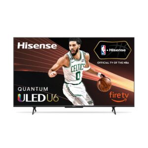 hisense 65-inch class u6hf series uled 4k uhd smart fire tv (65u6hf, 2024) - qled, 600-nit dolby vision, game mode plus vrr, hdr 10+, 240 motion rate, memc, voice remote, compatible with alexa, black