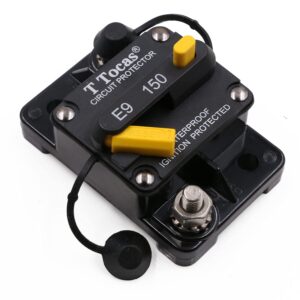 t tocas 150a amp circuit breaker for boat trolling motor marine atv vehicles stereo audio battery solar system inline fuse with manual reset switcher waterproof dc 12v-48v