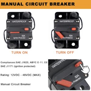 STETION 150 Amp Circuit Breaker Trolling with Manual Reset Car Marine Trolling Motors Boat ATV Manual Power Protect for Audio System Fuse 12V-48VDC Waterproof (150Amp)