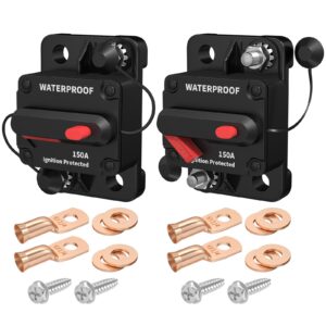 daiertek 150 amp circuit breaker 12v marine circuit breaker 12 volt dc 150a circuit breaker waterproof for boat auto car rv -2pack