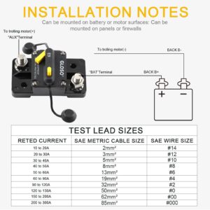 GLOSO Circuit Breaker Extended Surface Mount Hi-Amp Circuit Breaker 3/8" Diagonal Stud Waterproof IP67 Marine RV Truck (150A) E93