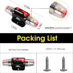 M1A2 Circuit Breaker Switch 150A Waterproof Fuse Inline Holder 3-15 AWG Resettable Fuse Manual Reset 12V-48V DC for Car Audio Sound Amplifier System RV Home Marine Boat Truck