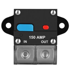 jtron circuit breaker 150 amp car audio solar energy inline circuit breaker fuse inverter with waterproof cover for motor auto car marine boat bike fuse holders inverter(150a)