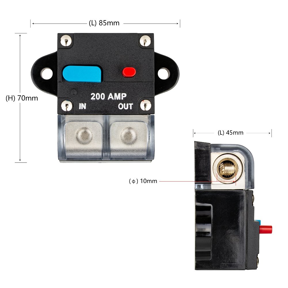 Jtron Circuit Breaker 150 AMP Car Audio Solar Energy Inline Circuit Breaker Fuse Inverter with Waterproof Cover for Motor Auto Car Marine Boat Bike Fuse Holders Inverter(150A)