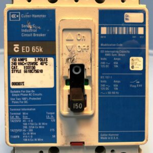 CUTLER HAMMER ED3150 240VAC, 3POLE, Circuit Breaker, 150AMP