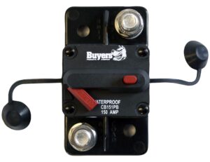 buyers products 150 amp circuit breaker with manual push-to-trip reset with large frame, black