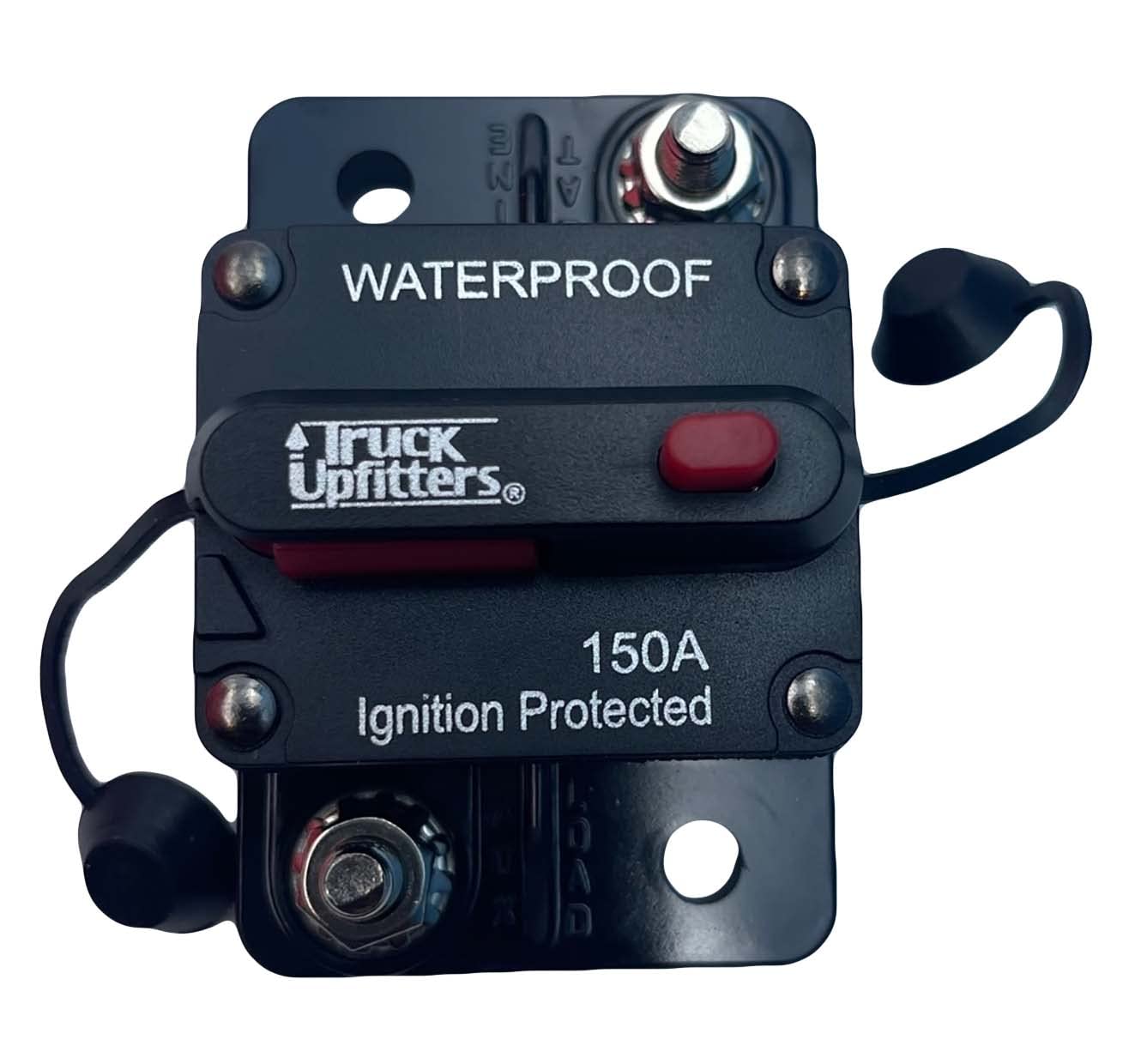 Truck Upfitters Surface Mounted 150A Circuit Breaker (12V-48V, 150 Amp) for DC Automotive and Marine/Boat use: Main Power Breaker, Audio, Winches, Solar, Lighting, Electric Motors & Other Accessories.