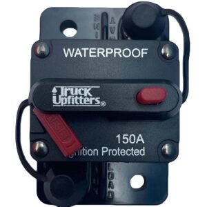 Truck Upfitters Surface Mounted 150A Circuit Breaker (12V-48V, 150 Amp) for DC Automotive and Marine/Boat use: Main Power Breaker, Audio, Winches, Solar, Lighting, Electric Motors & Other Accessories.