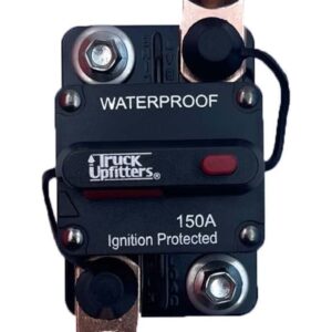 Truck Upfitters Surface Mounted 150A Circuit Breaker (12V-48V, 150 Amp) for DC Automotive and Marine/Boat use: Main Power Breaker, Audio, Winches, Solar, Lighting, Electric Motors & Other Accessories.