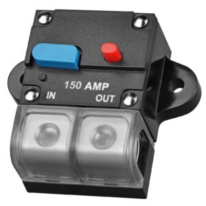 snlazp 150 amp circuit breaker resettable circuit breaker manual reset switch button for rvs trolling boat marine truck vehicles stereo audio electronic battery solar system, 12v-24vdc (150a)