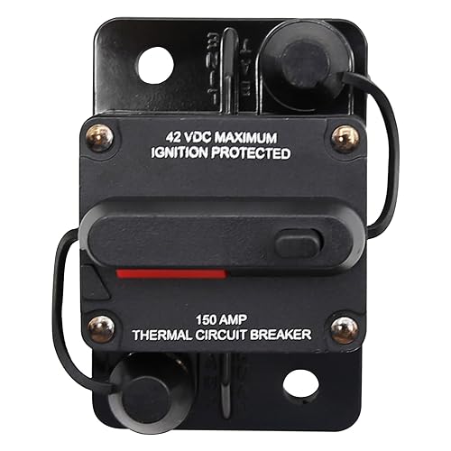 Saihisday 150 Amp Manual Reset Circuit Breaker Switch, Resettable Circuit Breaker 12V- 42V DC, Manual Reset Button Current Overload Protection for Trucks, Boats, RVs, Caravans, Marine, ATVs