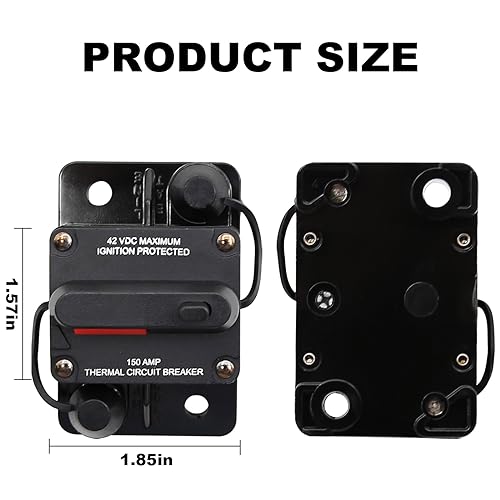 Saihisday 150 Amp Manual Reset Circuit Breaker Switch, Resettable Circuit Breaker 12V- 42V DC, Manual Reset Button Current Overload Protection for Trucks, Boats, RVs, Caravans, Marine, ATVs