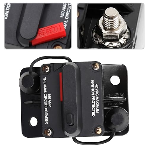 Saihisday 150 Amp Manual Reset Circuit Breaker Switch, Resettable Circuit Breaker 12V- 42V DC, Manual Reset Button Current Overload Protection for Trucks, Boats, RVs, Caravans, Marine, ATVs