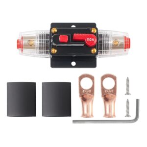 NuIth 150 AMP Car Protection Stereo Switch Fuse + 2 Way in 4 Way Out Fused Distribution Block with Red LED Indicator