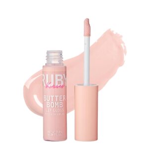 ruby kisses lip gloss butter bomb gloss non-sticky lip gloss vitamin e natural nude lip makeup - 7.8ml (0.26 us fl.oz) (like a virgin)