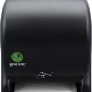 San Jamar Ecologic Smart Essence Recycled Plastic Electronic Paper Towel Dispenser, Universal Roll Capacity, Wall Mounted Dispenser with Zero Waste for Home and Business Universal, Black