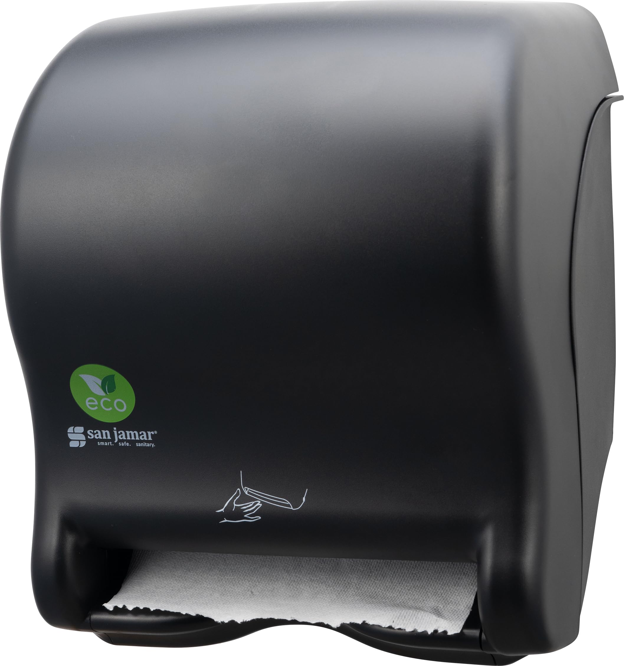 San Jamar Ecologic Smart Essence Recycled Plastic Electronic Paper Towel Dispenser, Universal Roll Capacity, Wall Mounted Dispenser with Zero Waste for Home and Business Universal, Black