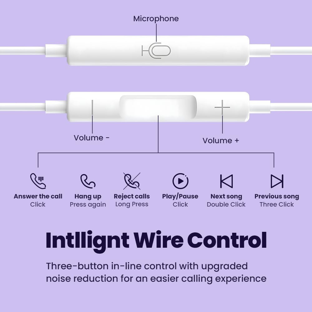 2 Pack Earbuds Headphones Earphones Wired Microphone Call Volume Control Noise Isolating Compatible with iPhone 14 Pro Max/13/12/11/XS/XR/8/7 Plus